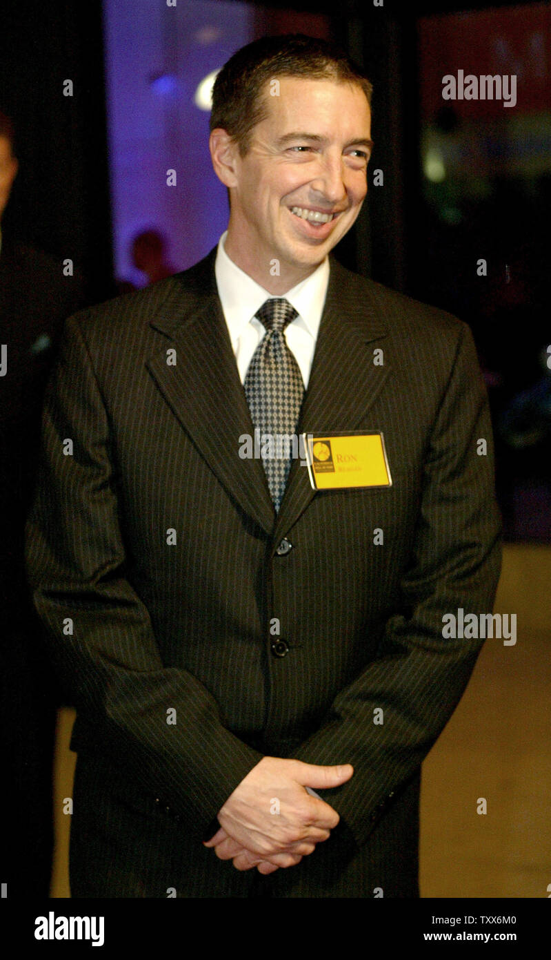 Ronald Reagan arrives a ceremony to induct his father, former president ...