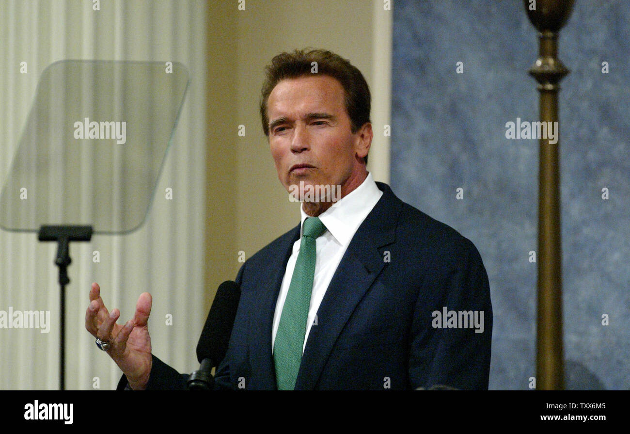 California Governor Arnold Schwarzenegger deliveries his State of the ...