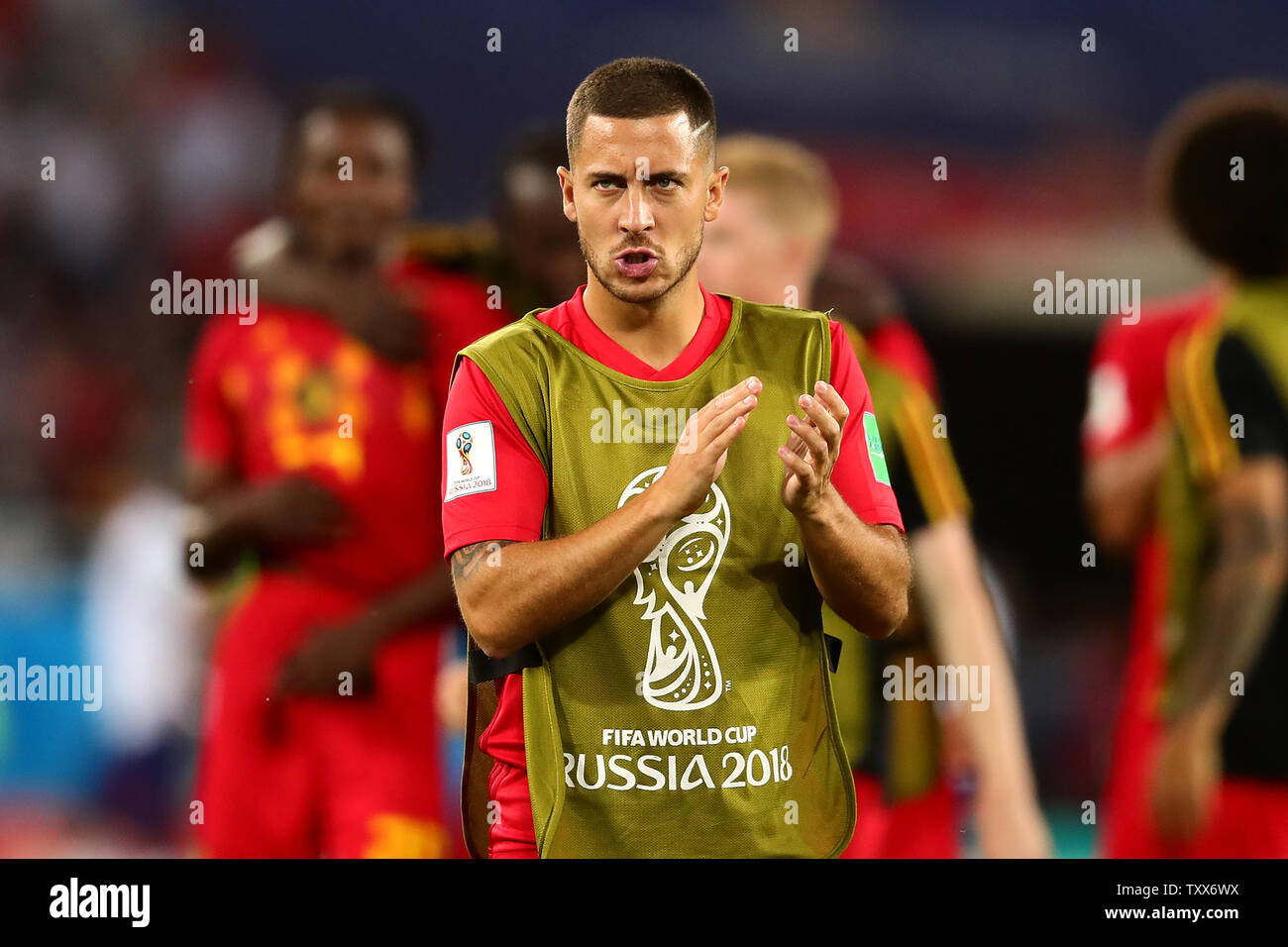 Eden Hazard of Belgium applauds the supporters following the 2018 FIFA ...