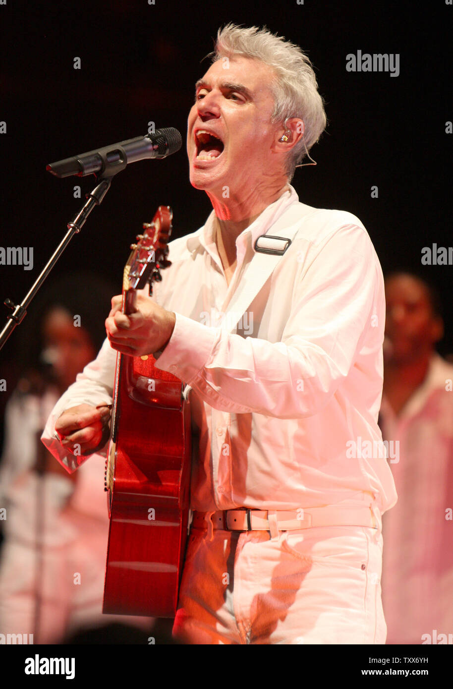 David Byrne performs at the Uptown Theatre in Kansas City, Missouri on ...