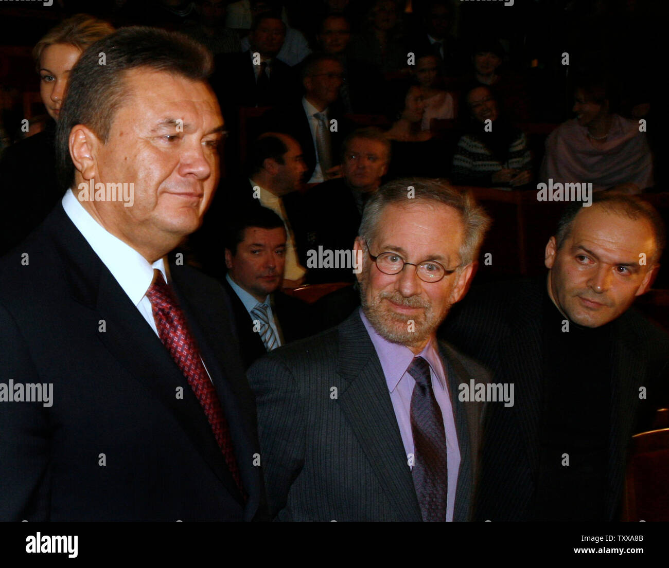Ukrainian Prime Minister Viktor Yanukovich (L), filmmaker Steven ...