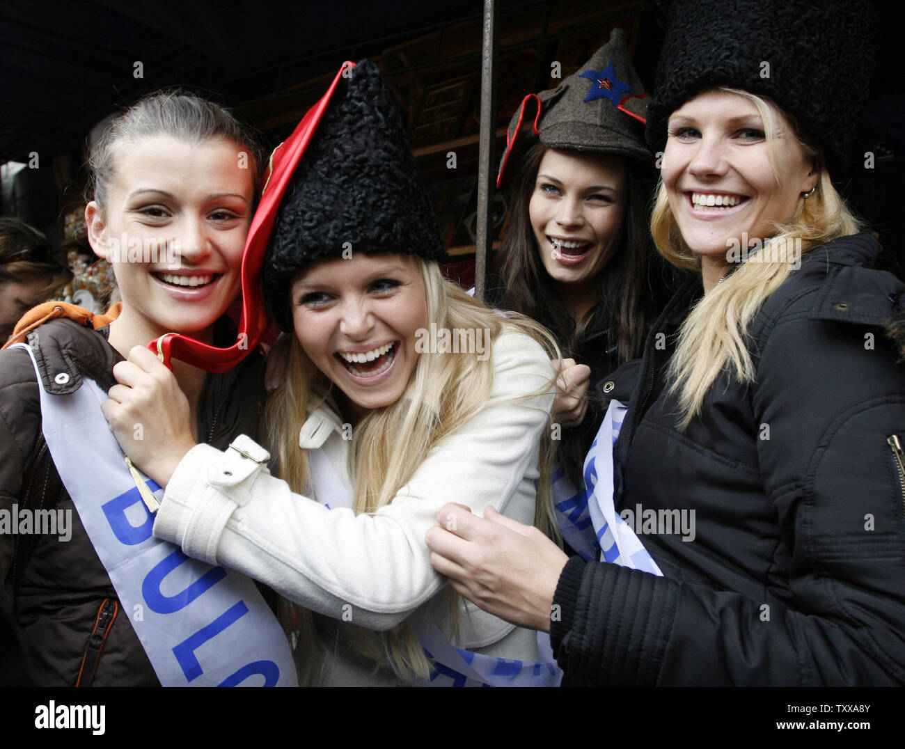 Participants in the Miss Europe contest (L-R) Ralista Bratovanova of ...