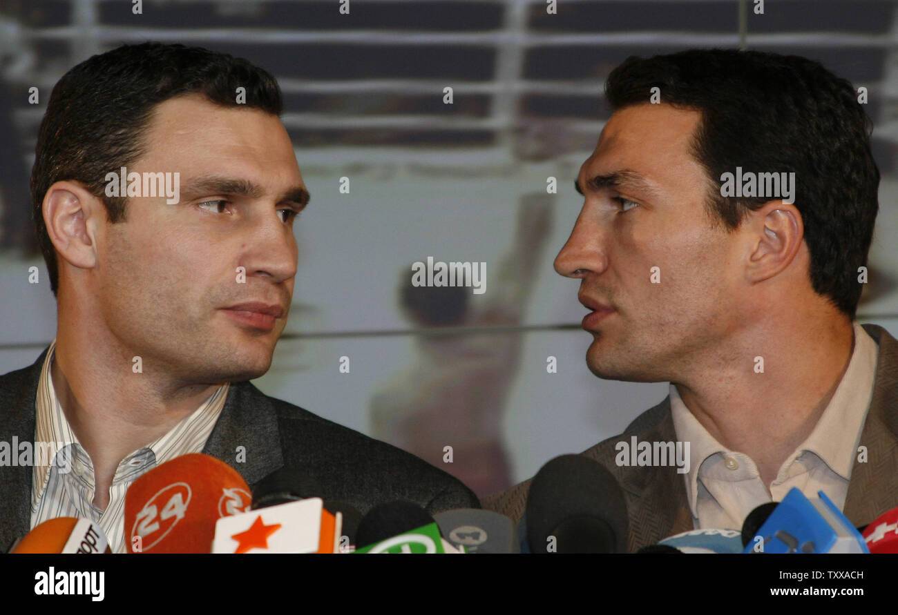 Former WBC heavyweight boxing champion Vitali Klitschko (L) and his ...