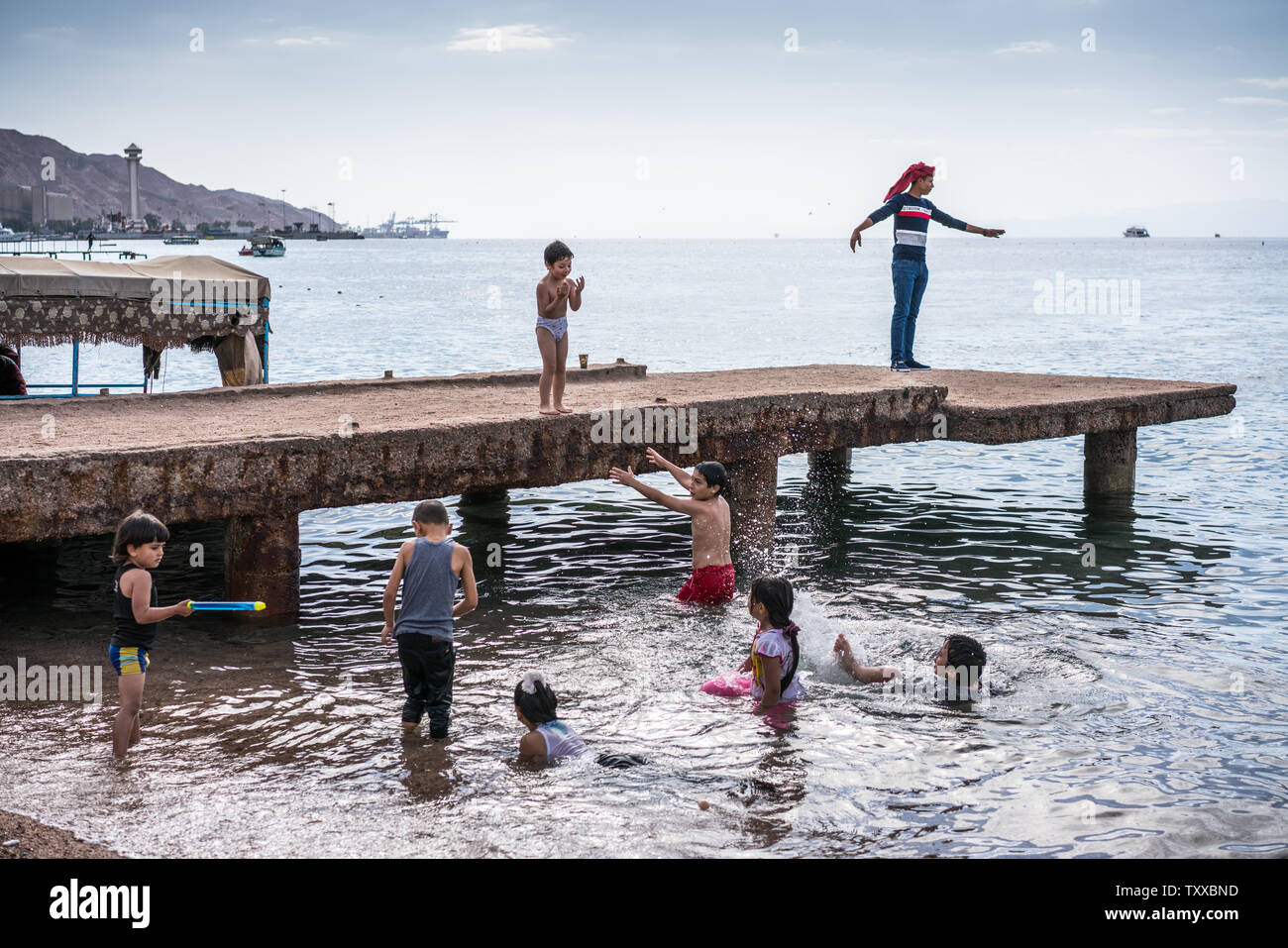 Aqaba beach view palm hi-res stock photography and images - Alamy