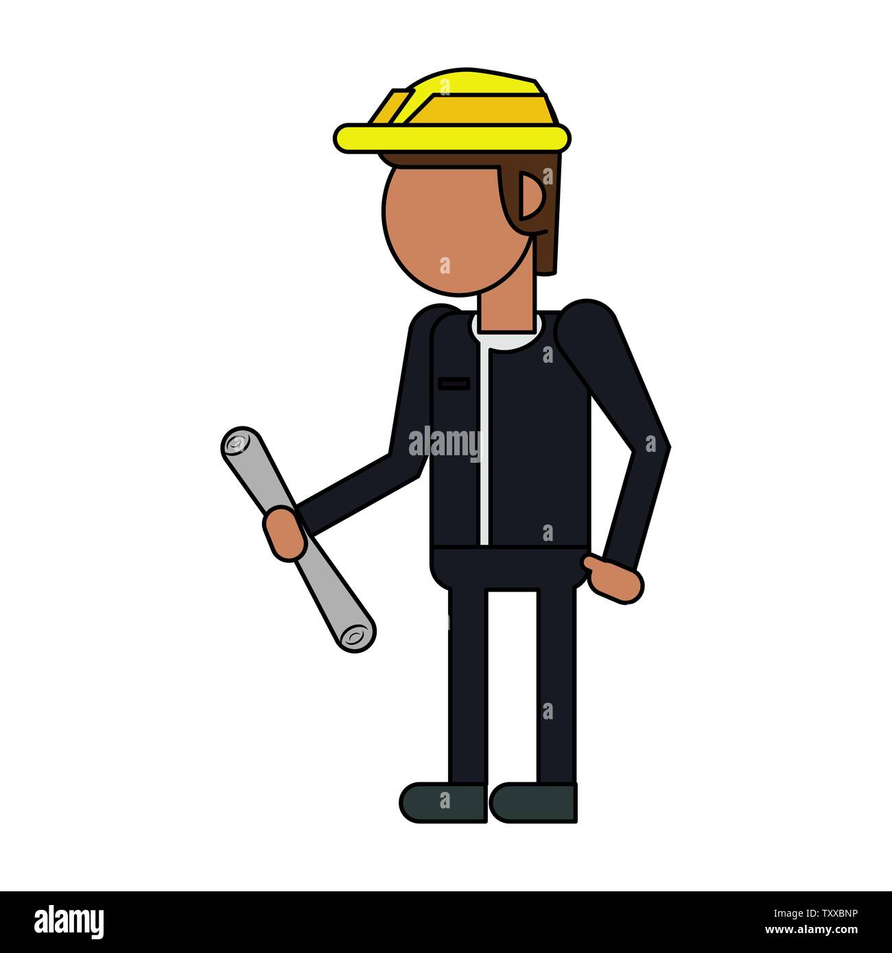 Architect with helmet holding construction plans faceless Stock Vector ...