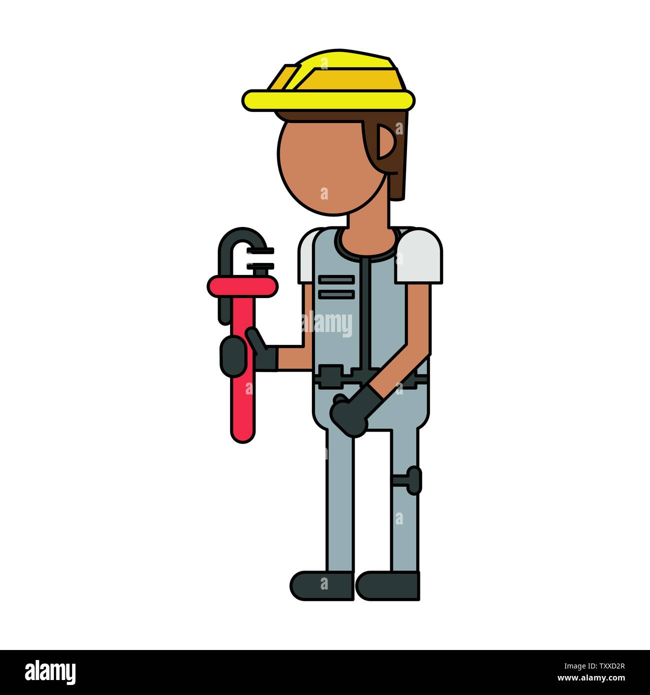 Construction worker smiling cartoon isolated faceless Stock Vector ...