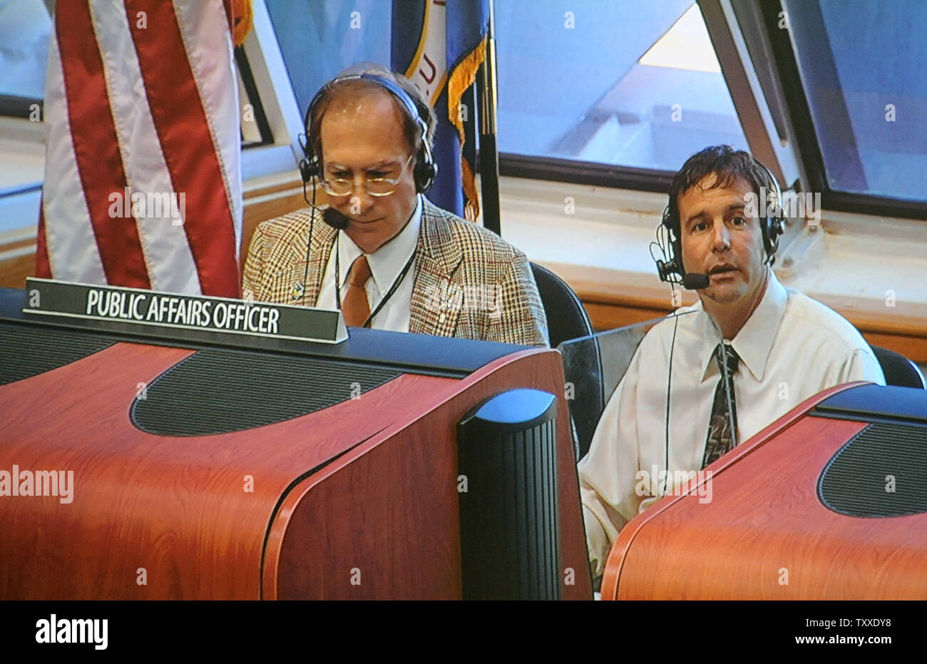 NASA's Public Affairs officer George Diller (L) and STS-122 Launch ...