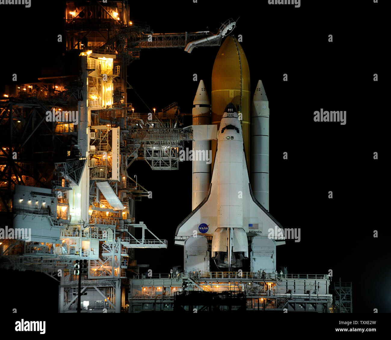 NASA's Space Shuttle Atlantis sits on Launch Pad 39A at the Kennedy ...