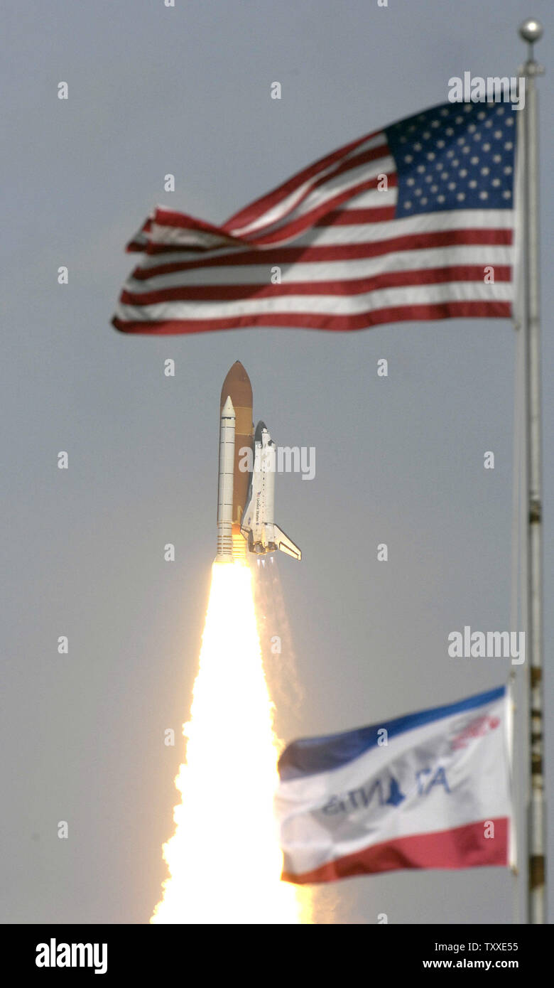 NASA's Space Shuttle Atlantis launches with a crew of seven at 2:45 PM ...