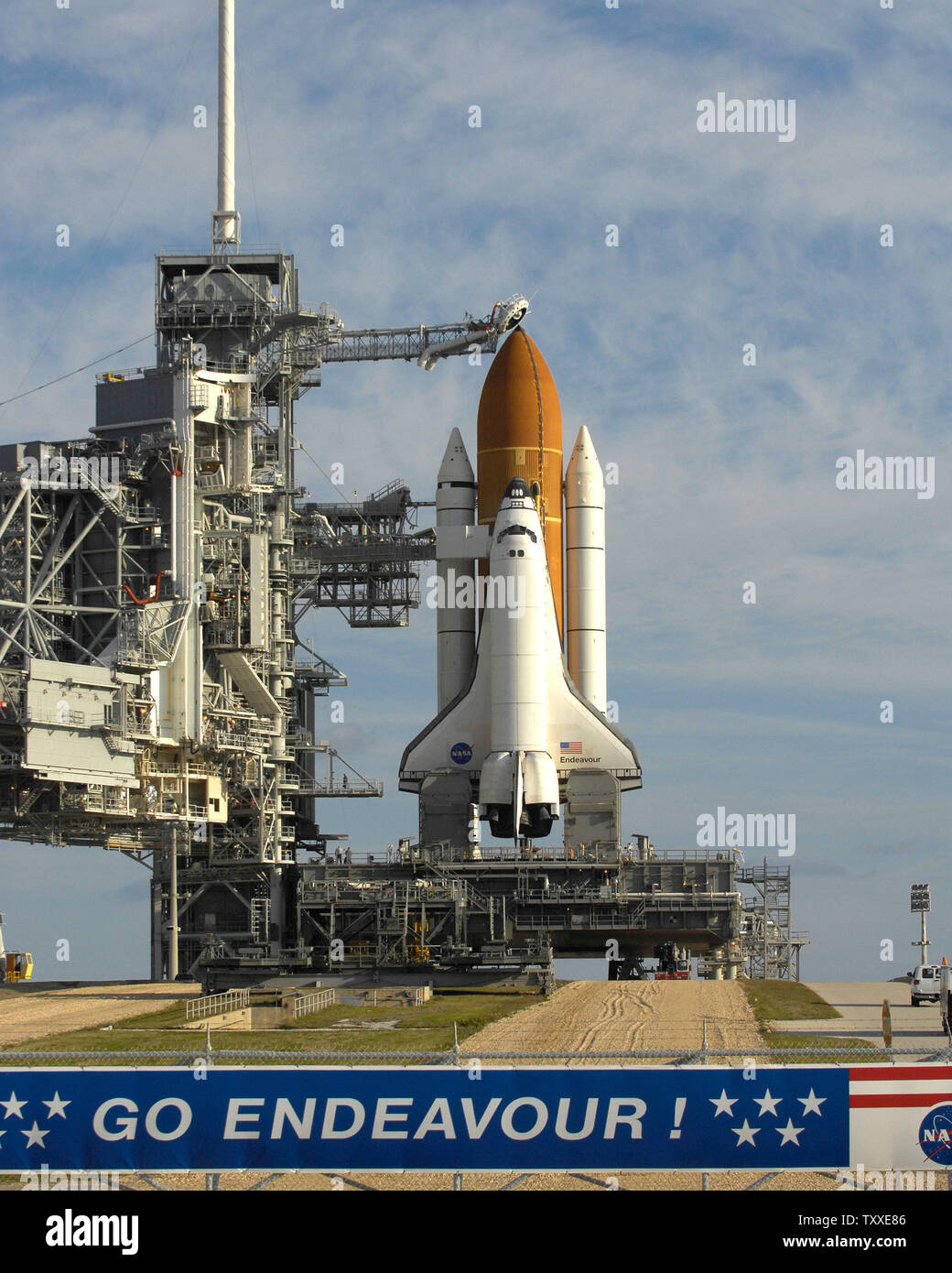 NASA's Space Shuttle Endeavour sits bolted to Launch Pad 39A at the ...