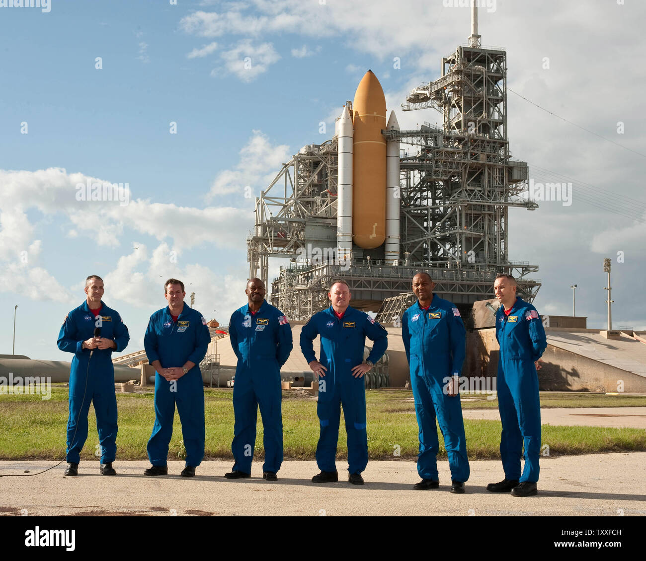 The Six Man Crew For Nasas Space Shuttle Atlantis Commanded By