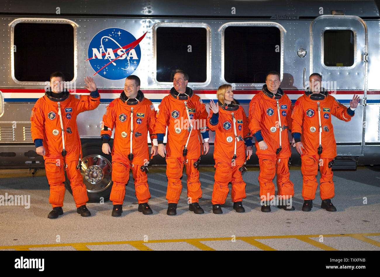 The six man crew for NASA's Space Shuttle "Endeavour" led by commander ...