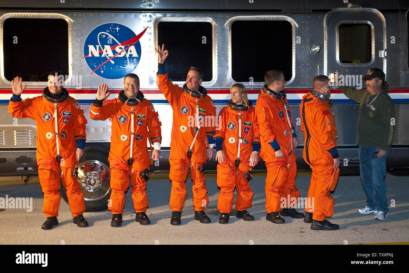 The six man crew for NASA's Space Shuttle "Endeavour" led by commander ...