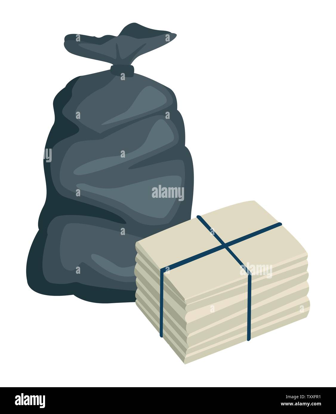 garbage bag with paper moored icon cartoon Stock Vector Image & Art - Alamy