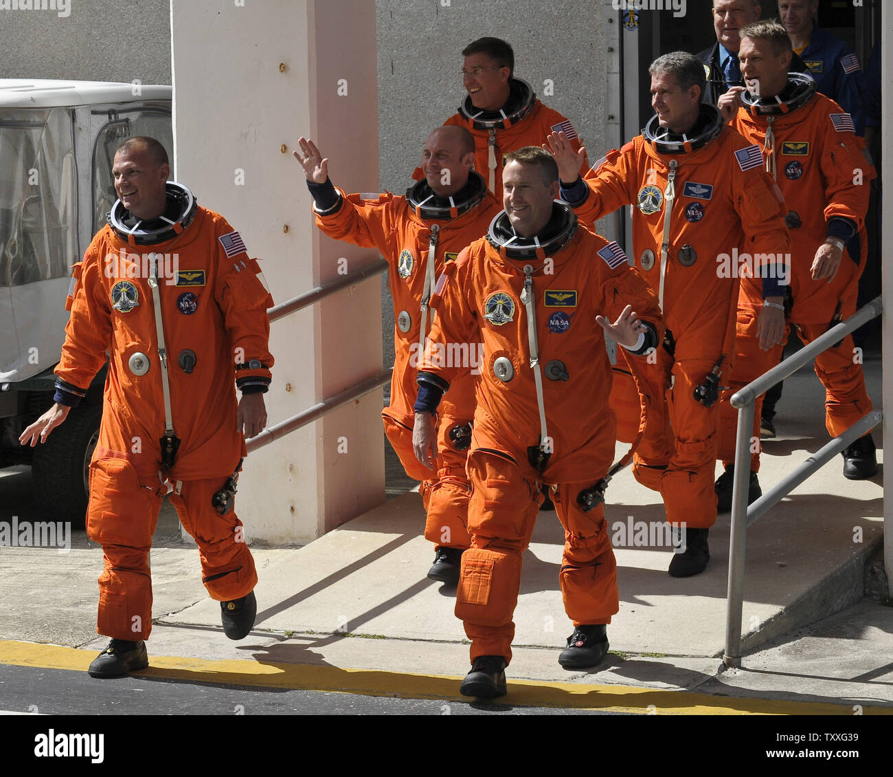 The six member crew for NASA's Space Shuttle Atlantis led by commander ...