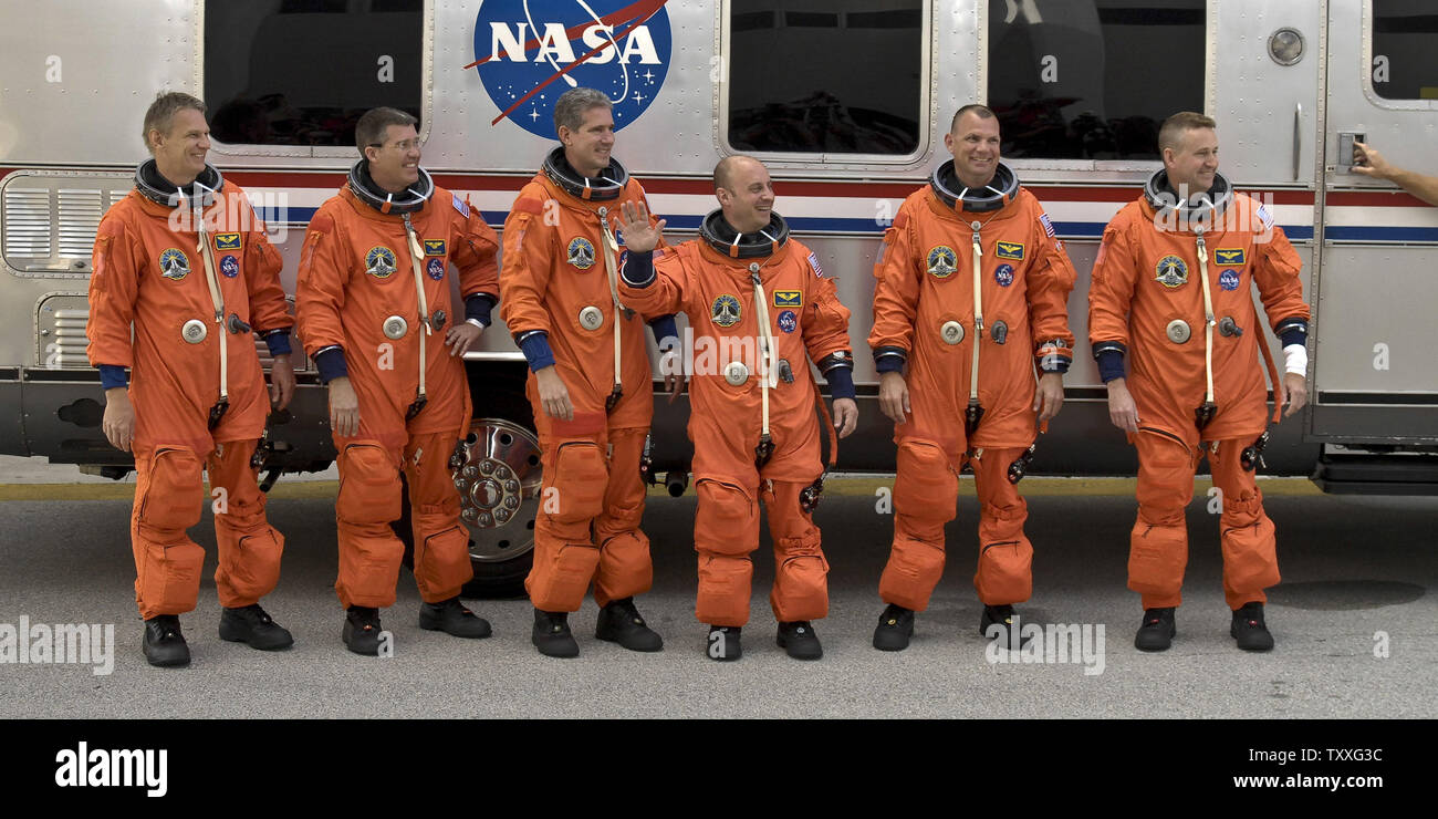 The six member crew for NASA's Space Shuttle Atlantis led by commander ...