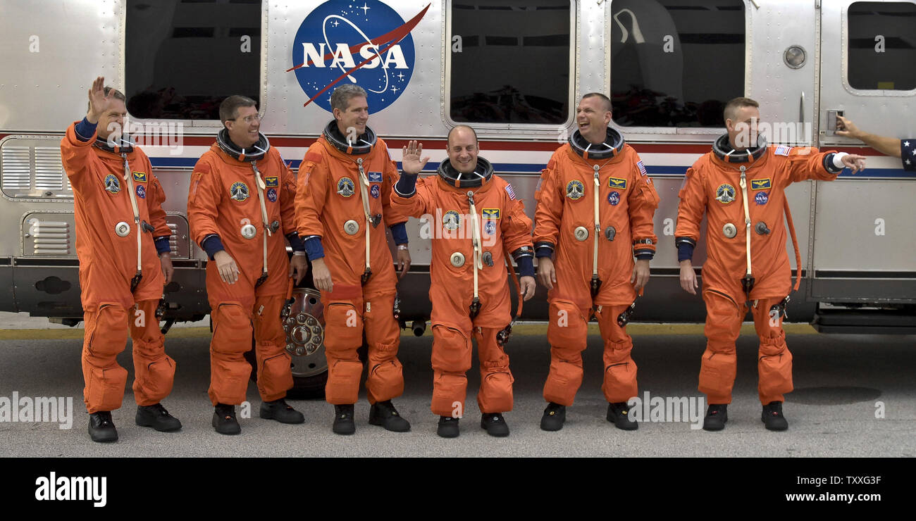 The six member crew for NASA's Space Shuttle Atlantis led by commander ...