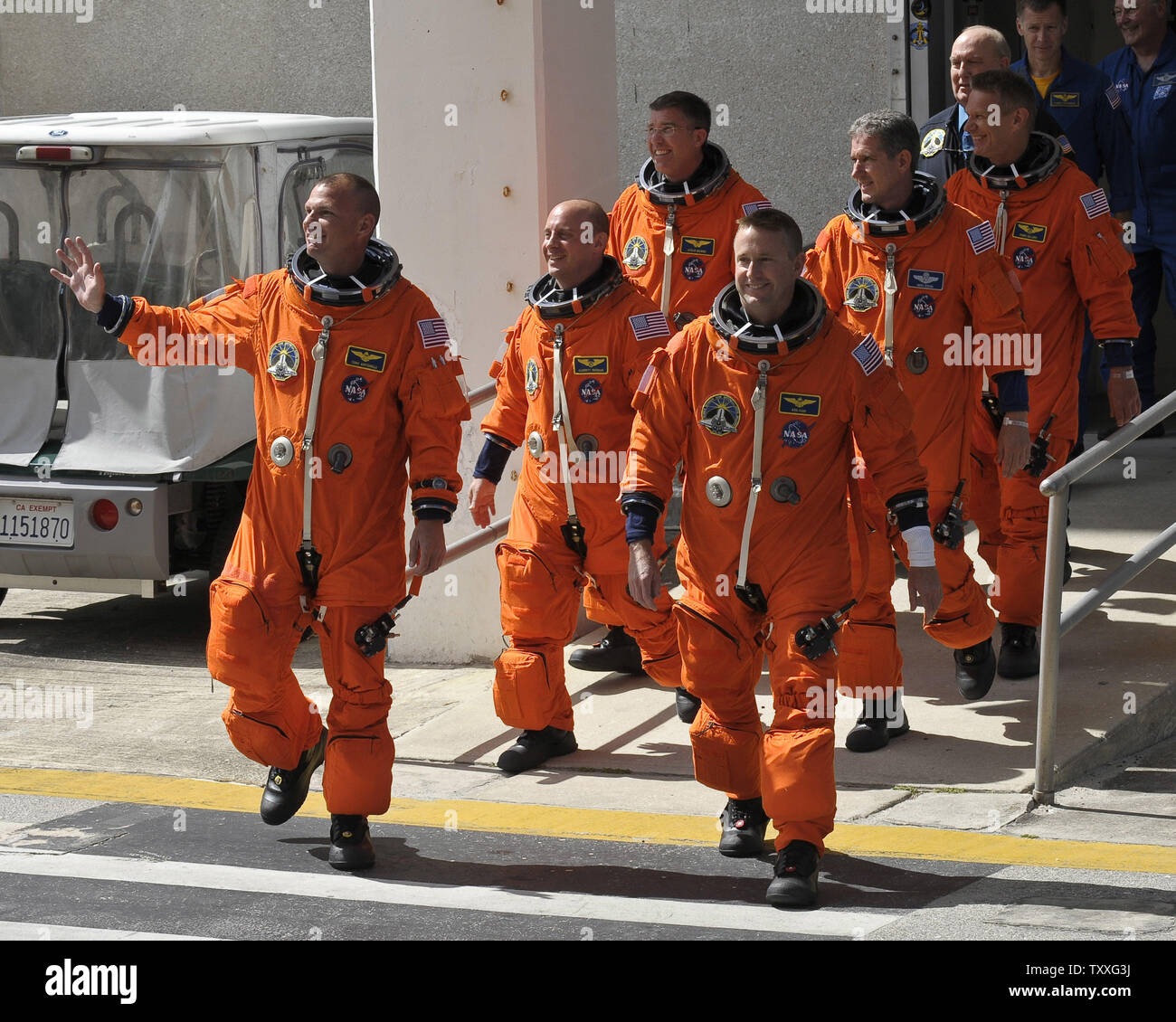 The six member crew for NASA's Space Shuttle Atlantis led by commander ...