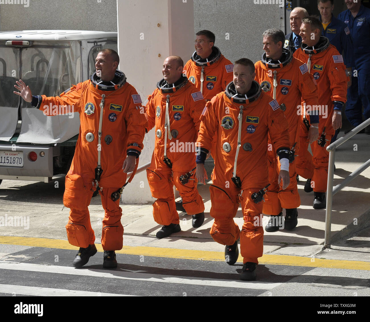 The six member crew for NASA's Space Shuttle Atlantis led by commander ...