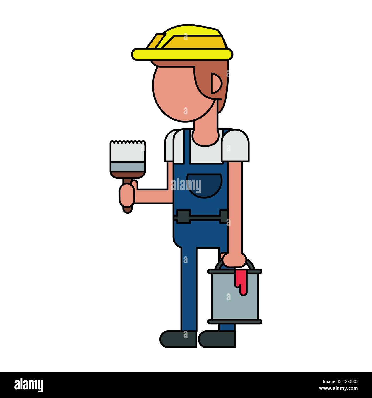 Construction worker smiling cartoon isolated faceless Stock Vector ...