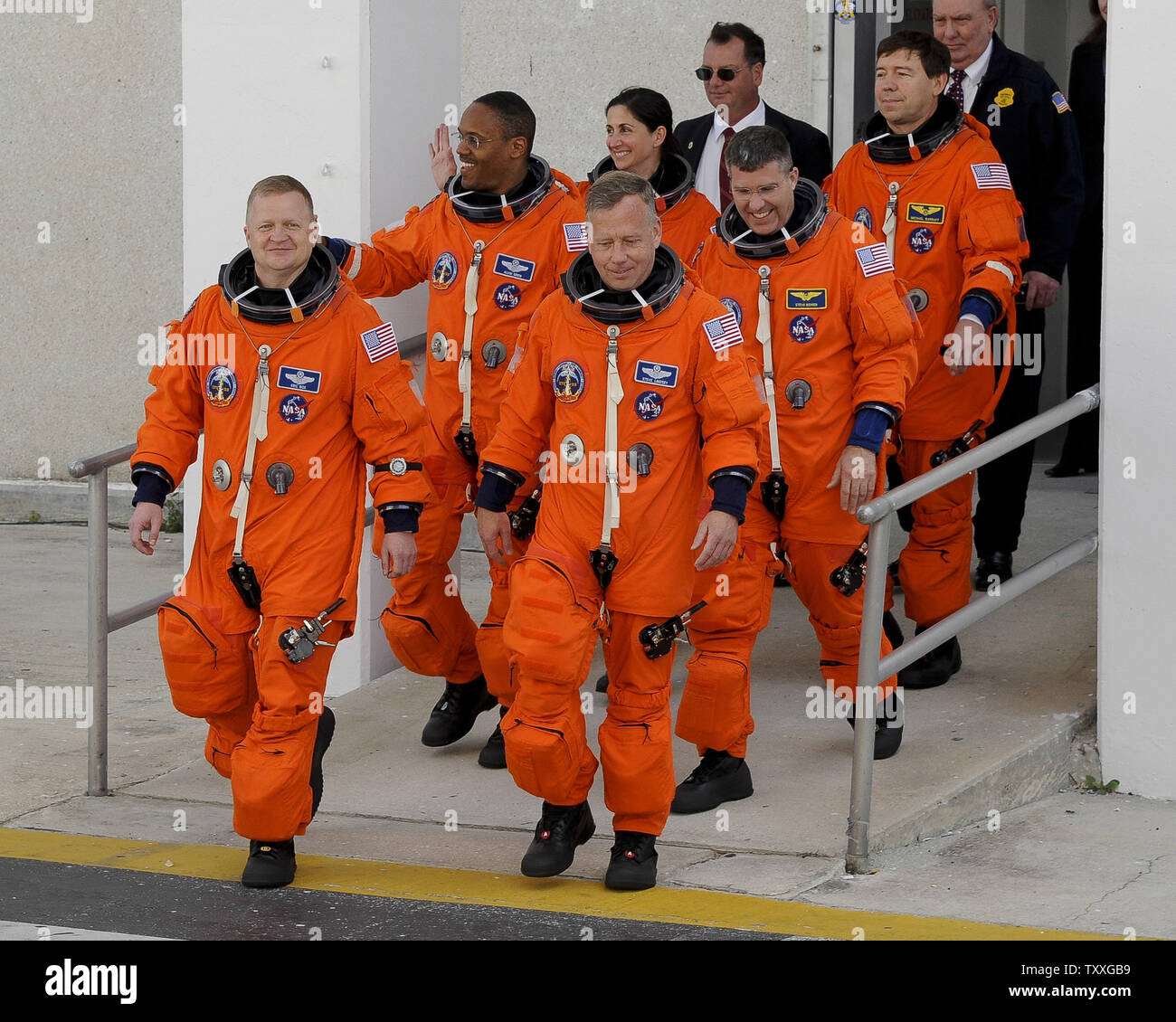 The six member crew for NASA's Space Shuttle Discovery led by commander ...