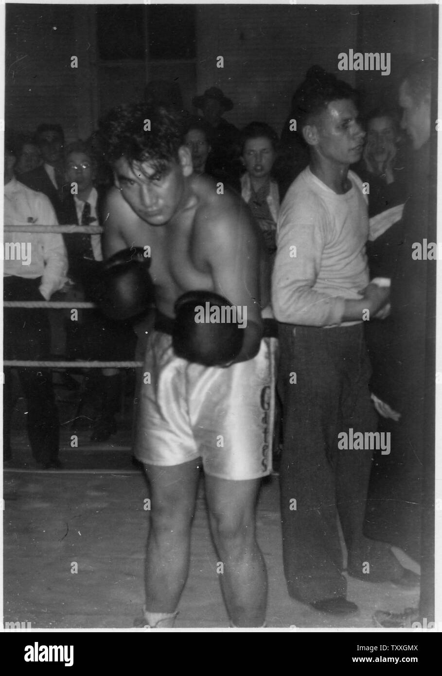 Boxing match fighter poses for camera Stock Photo - Alamy