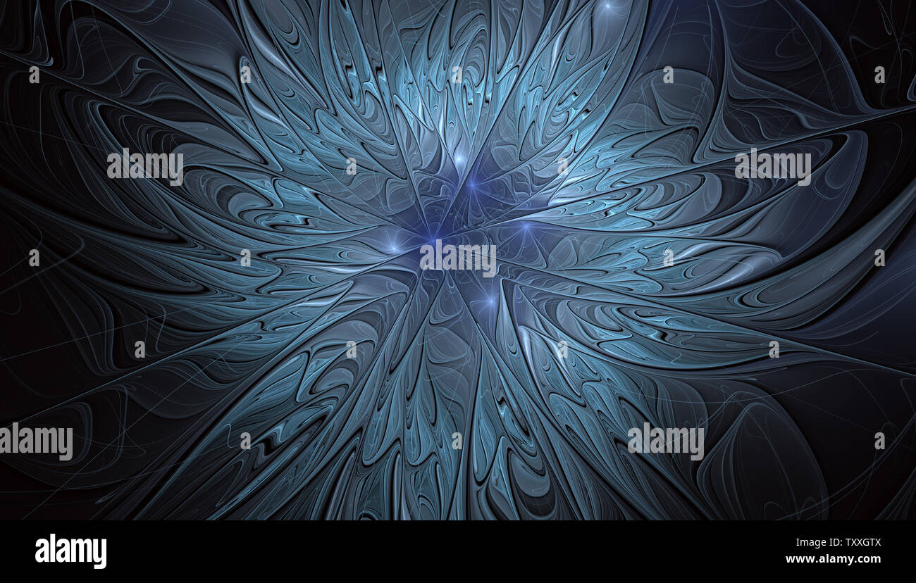 Fabulous fractal pattern in blue. Digital fractal art. Smooth blue ...