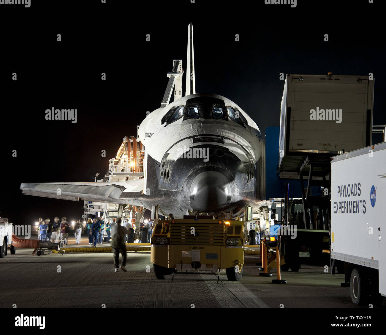 NASA's space shuttle "Endeavour" sits on Runway 15 shortly after ...