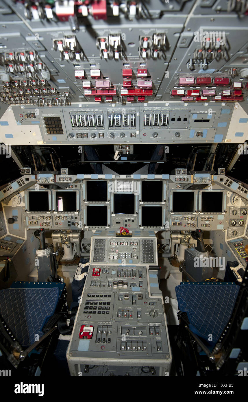 The flight deck displays are blank as NASA's space shuttle "Endeavour ...