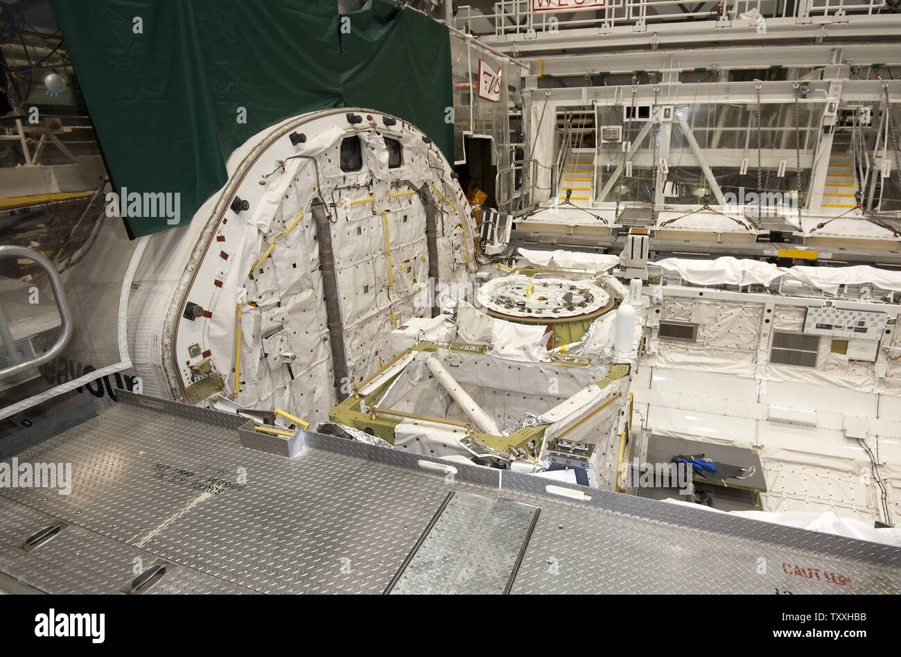 The forward section of the payload bay of NASA's space shuttle ...