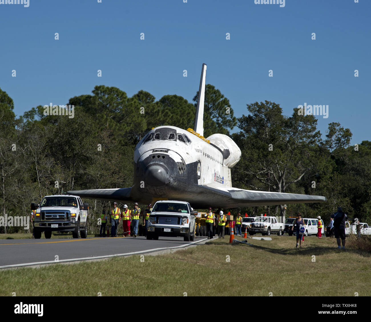NASA's space shuttle "Atlantis" is transported to its new home at the ...