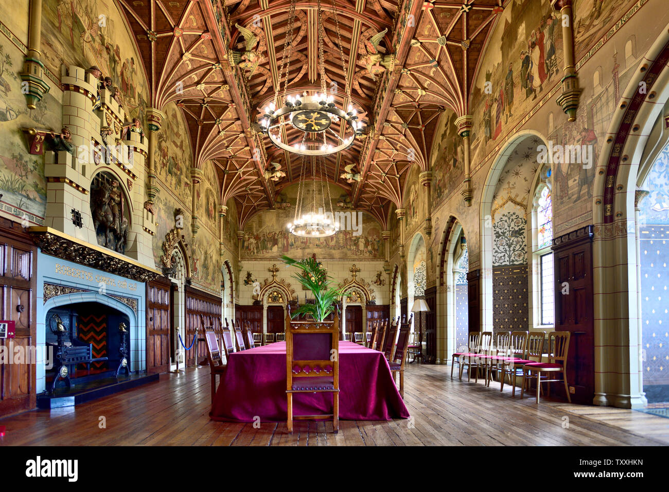 Panoramic view of The Banqueting Hall, fine painted wall, magnificent ...
