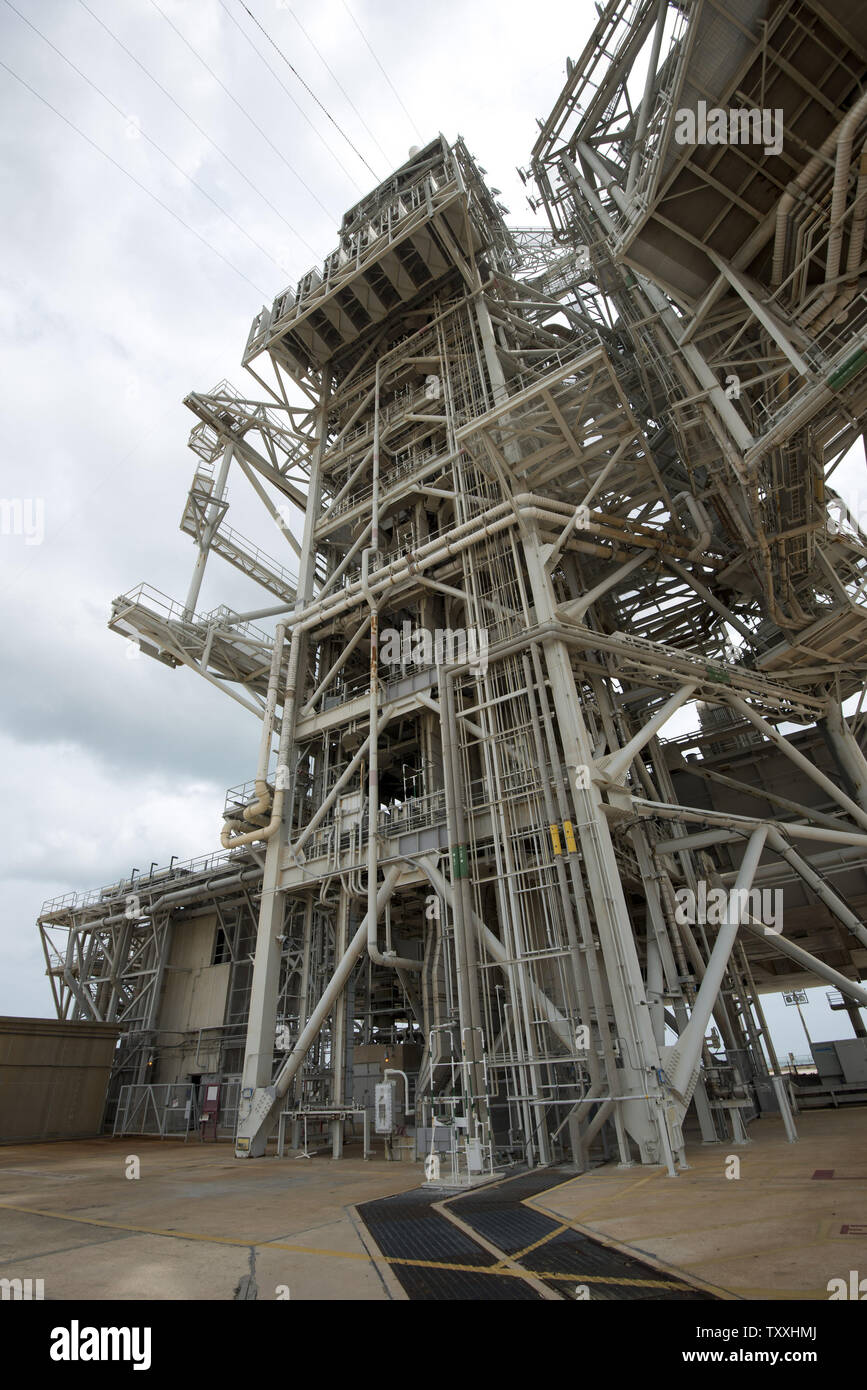 The tower on Complex 39A stands at the Kennedy Space Center on April 12 ...