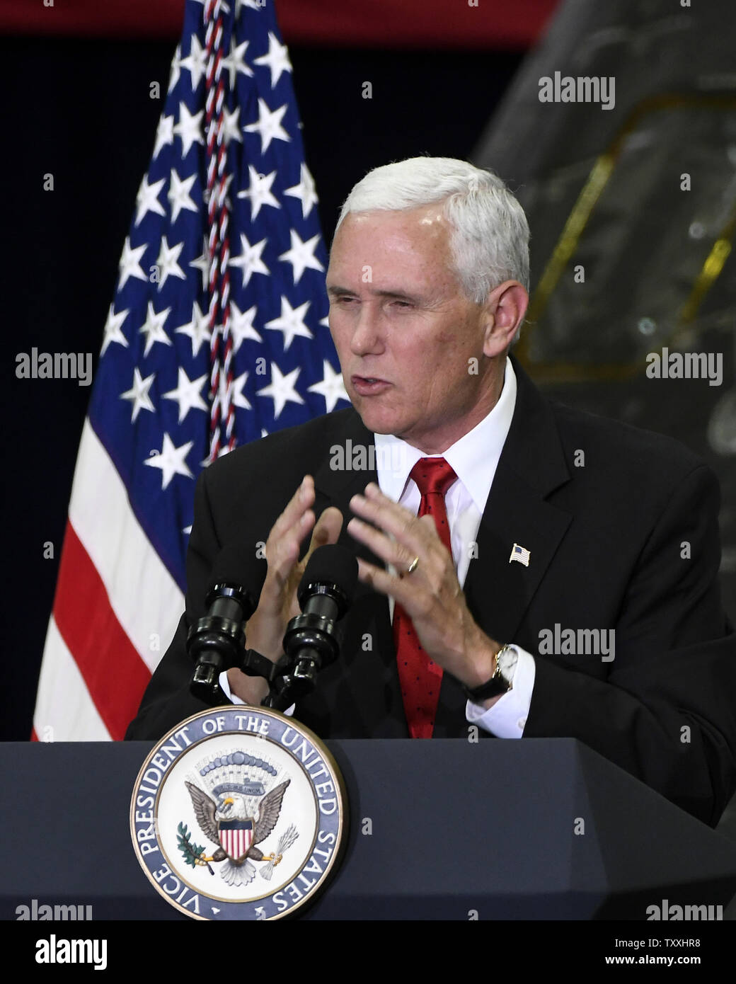 Vice President Mike Pence addresses the NASA workforce at the Kennedy ...