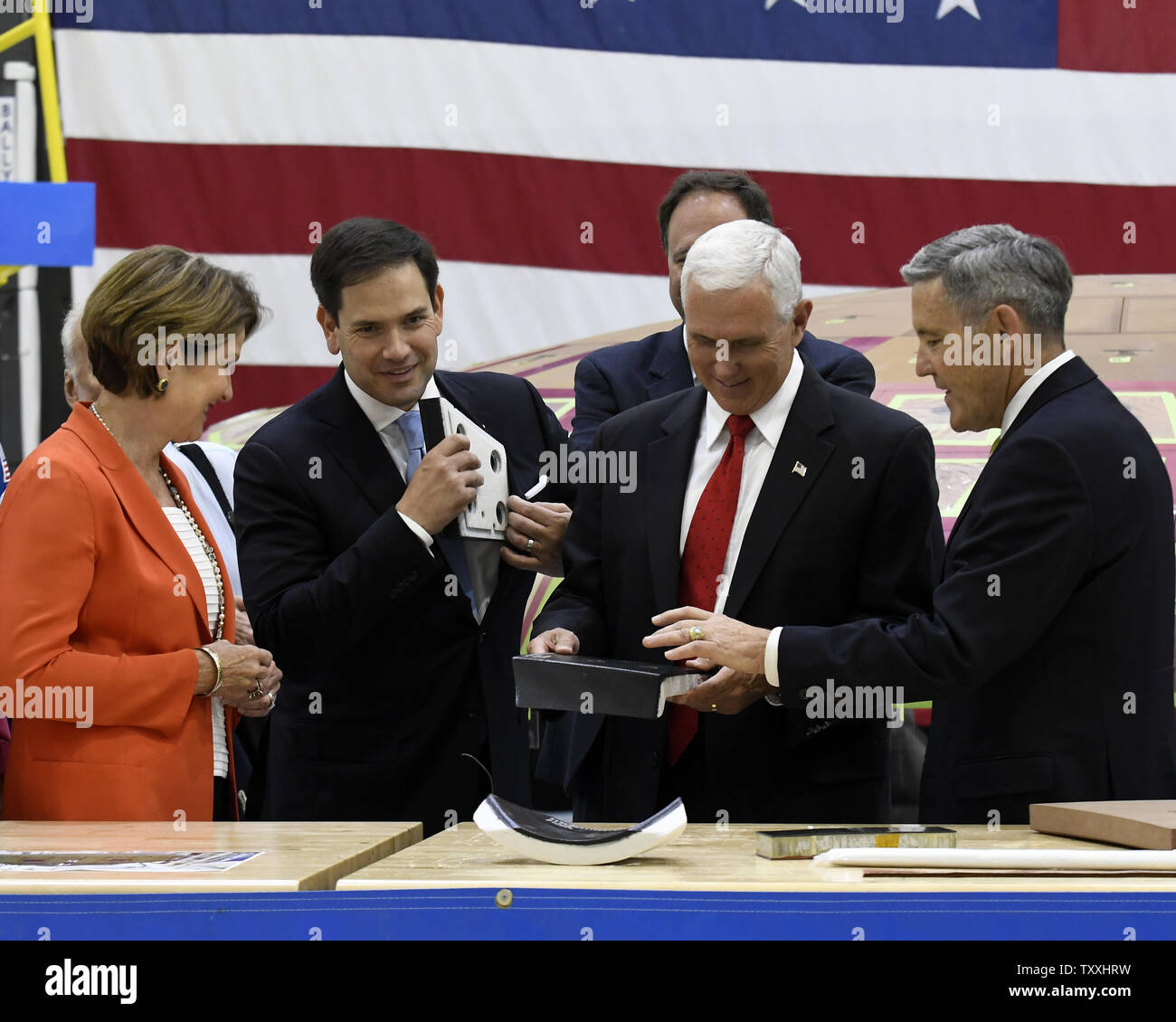 Vice President Mike Pence inspects heat shield insulation tile for the ...
