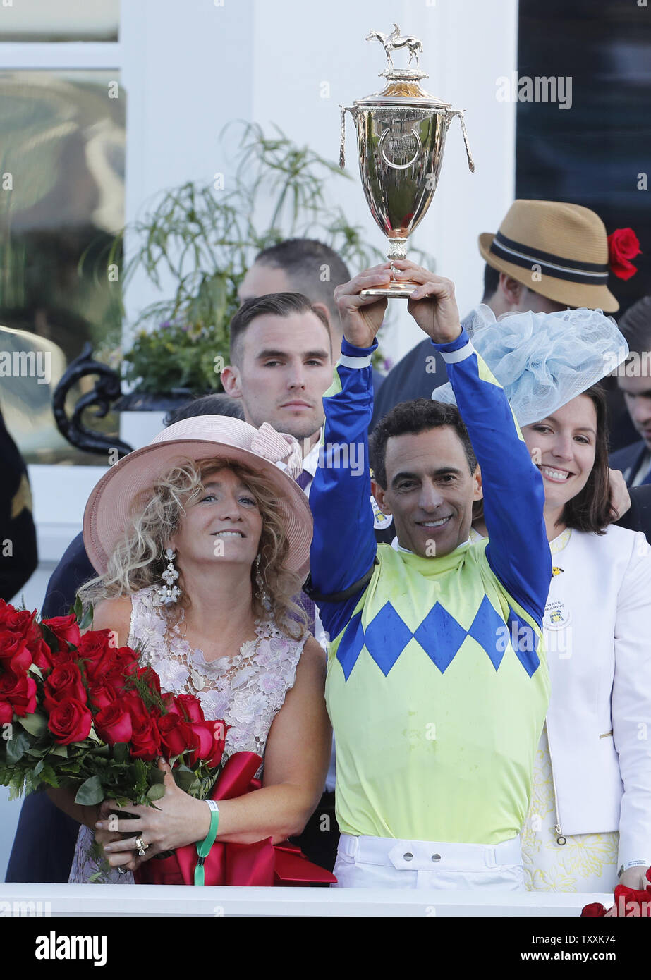 Jockey John Velazquez celebrates with his family his victory aboard ...
