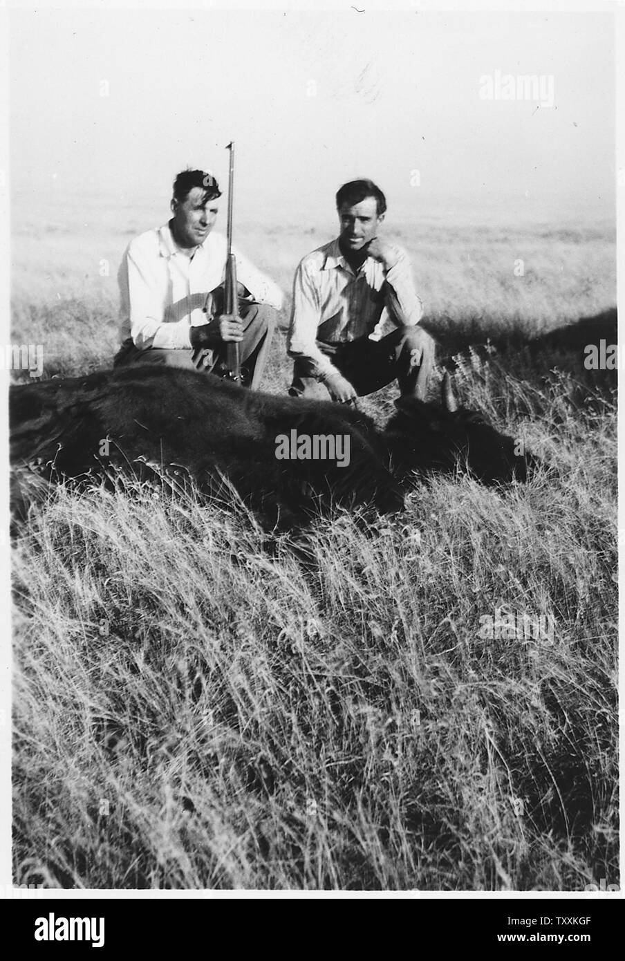 Buffalo hunters and their prey; Scope and content: Two white hunters ...