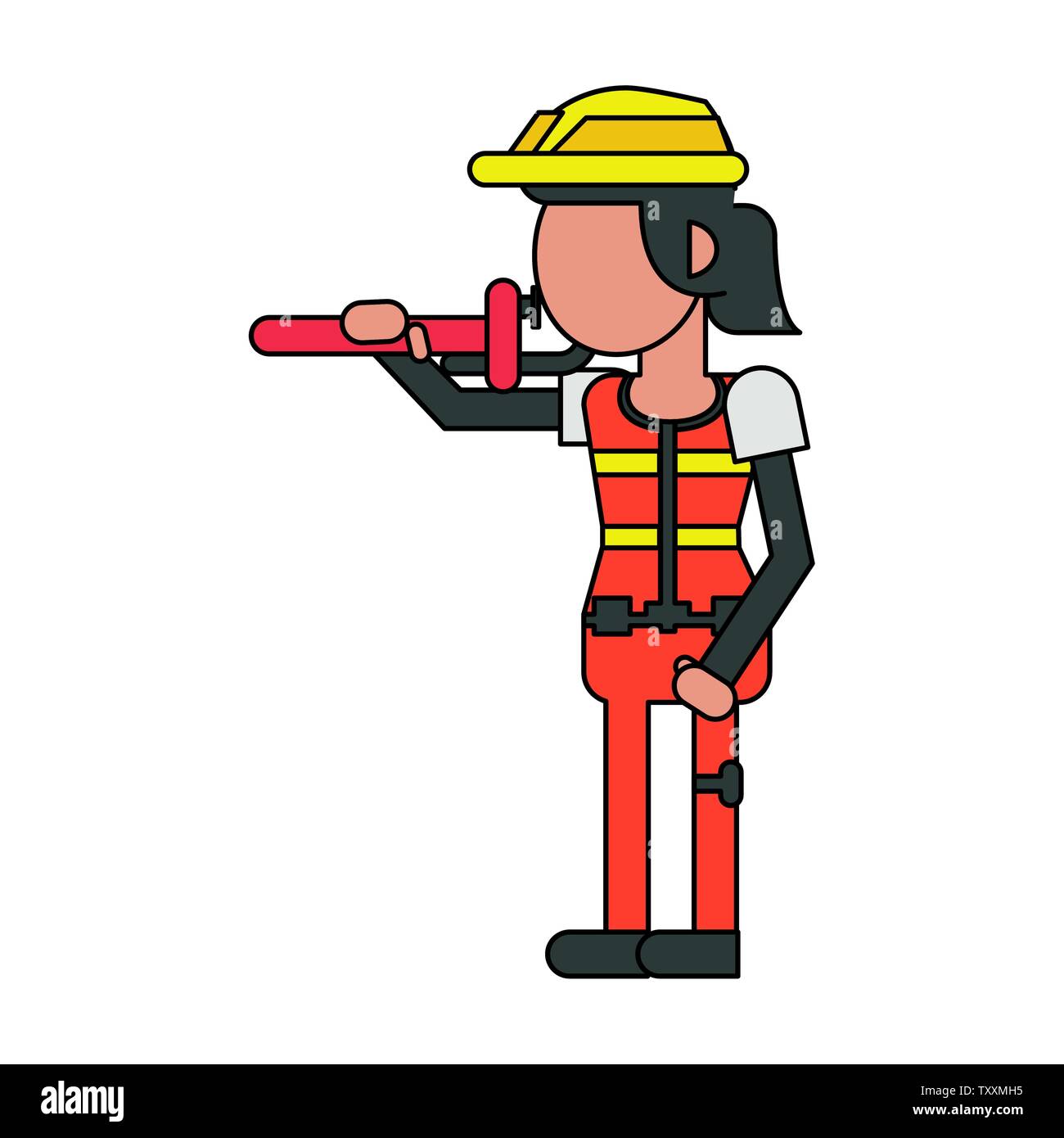 Construction worker smiling cartoon isolated faceless Stock Vector ...