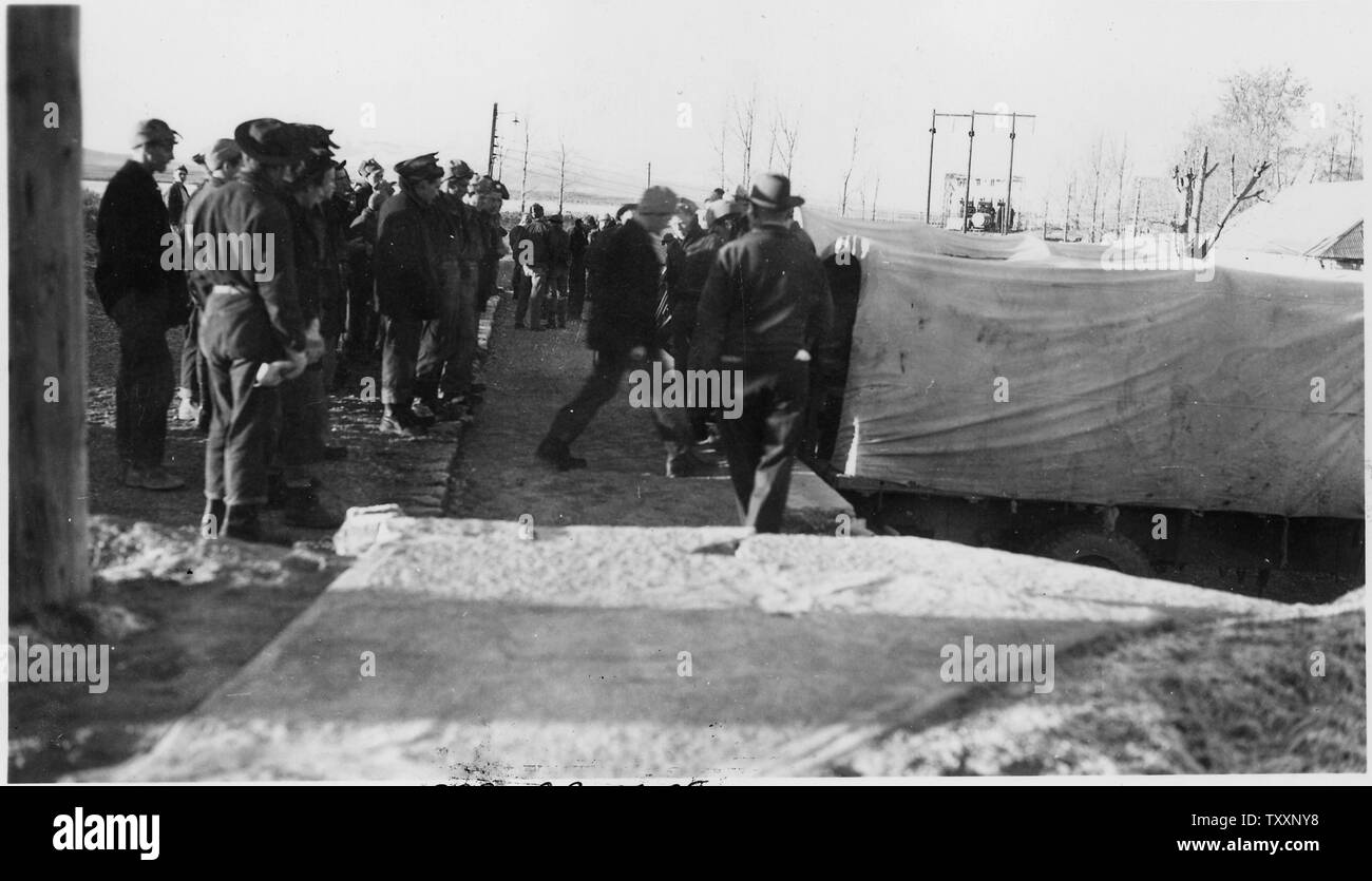 CCC Camp BR-27 Minidoka Project, Burley, Idaho: Morning roll call at ...