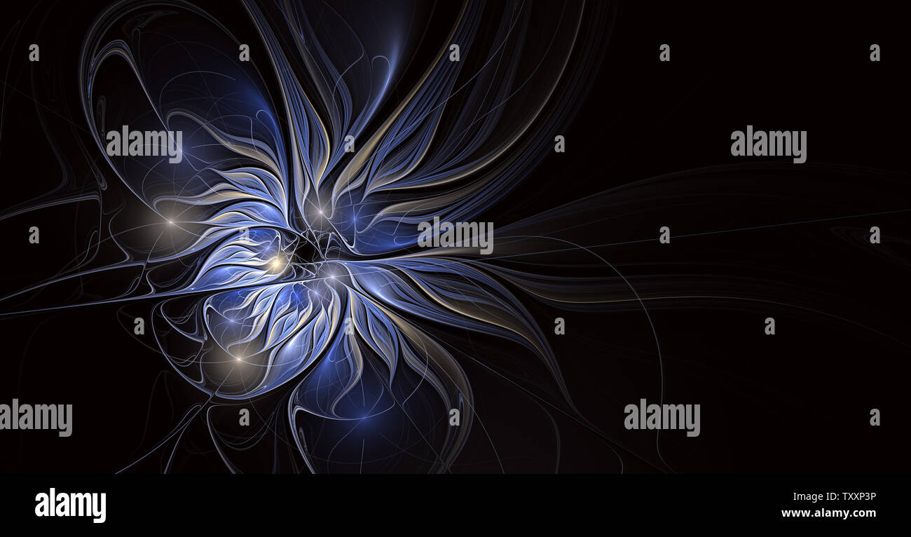 Fabulous fractal pattern in blue. Digital fractal art. Smooth blue ...