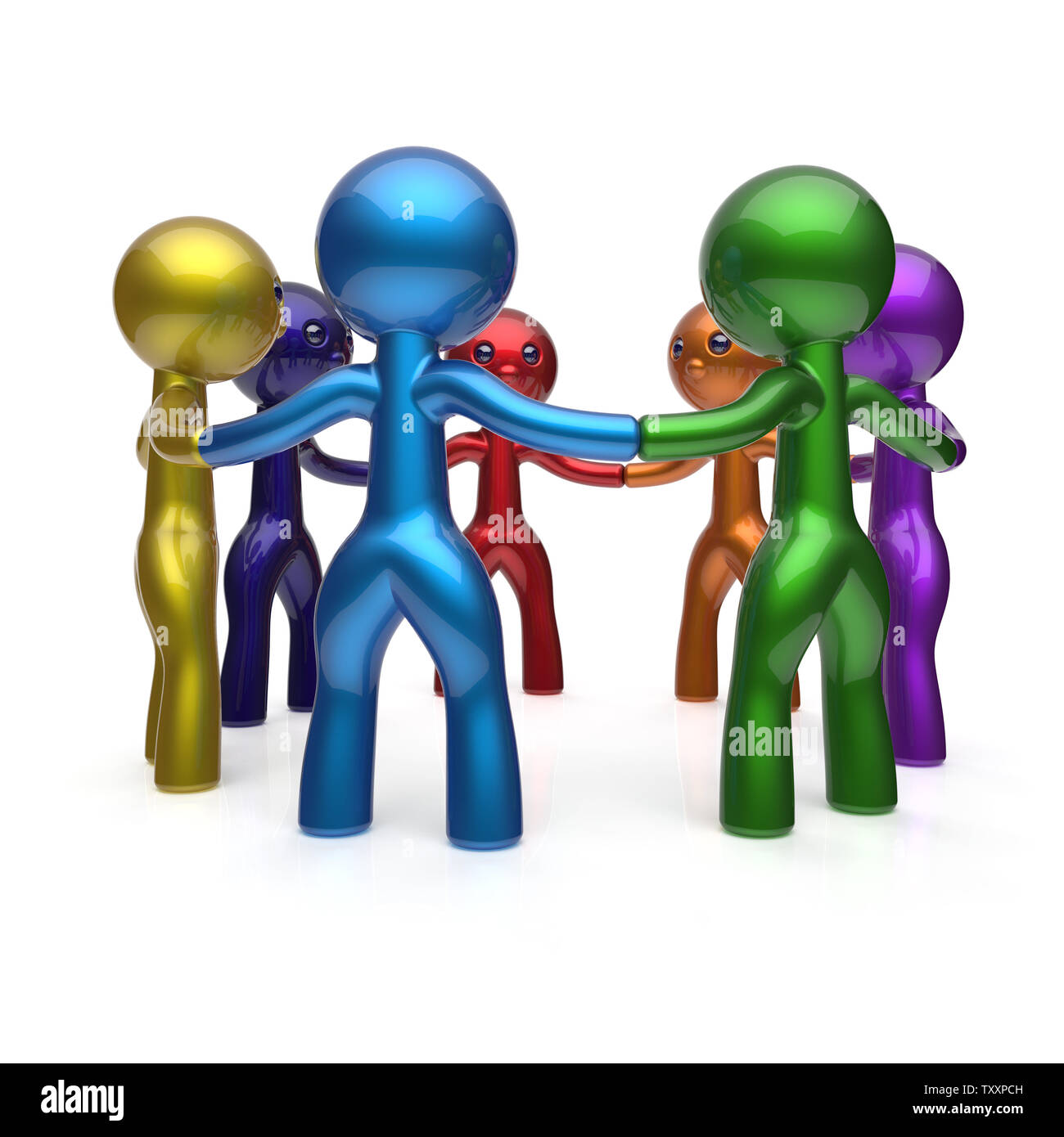 Cartoon people different men handshake hi-res stock photography and ...