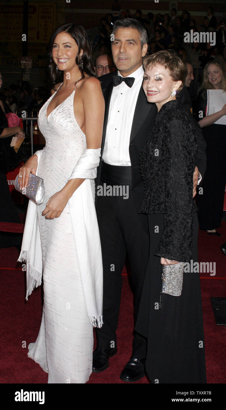 Actor George Clooney, center, his mother, Nina, and girfriend, Lisa ...