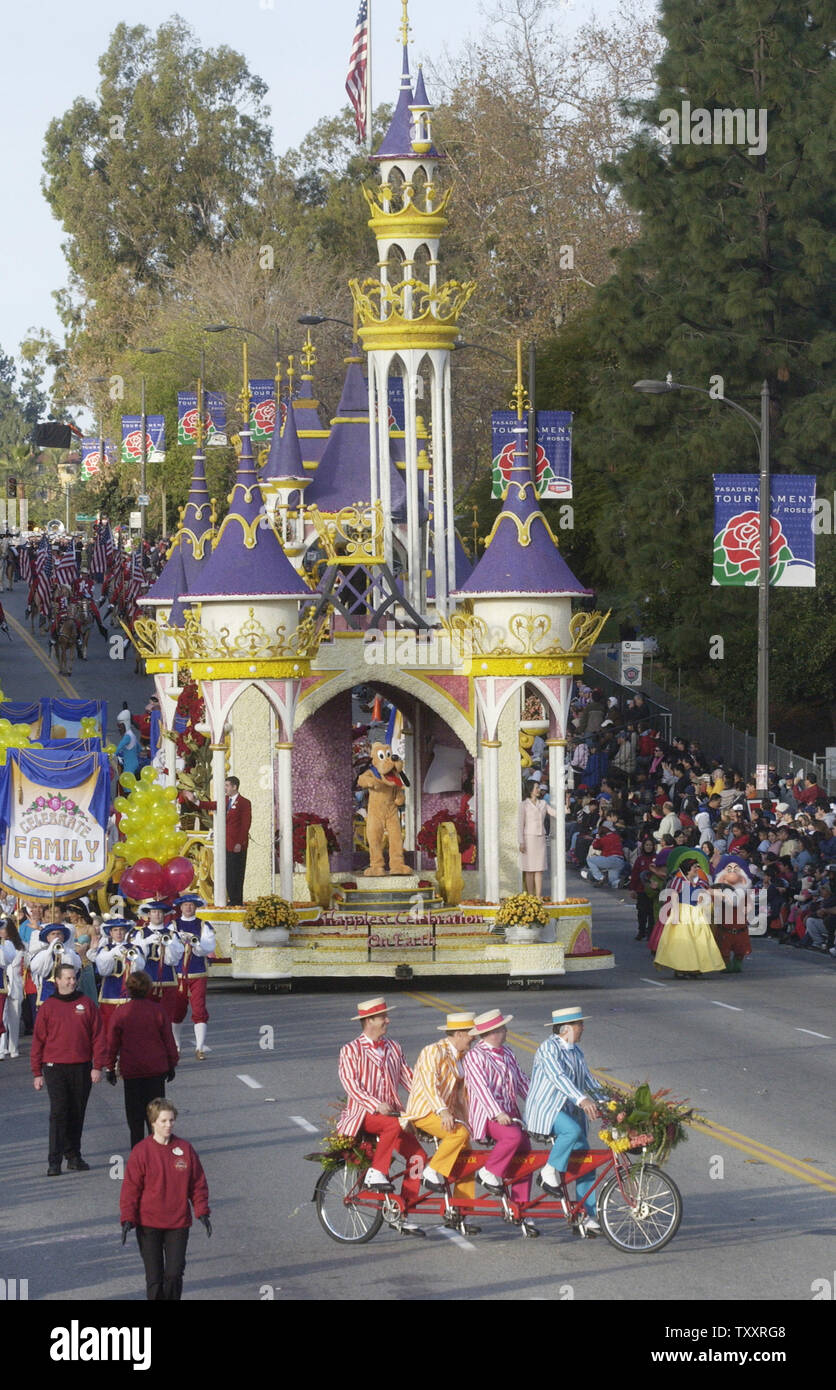 Disneyland Park's float, "The Happiest Celebration on Earth," passes ...