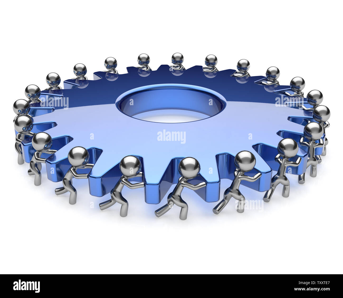 Teamwork community business men partnership turning gear wheel together ...