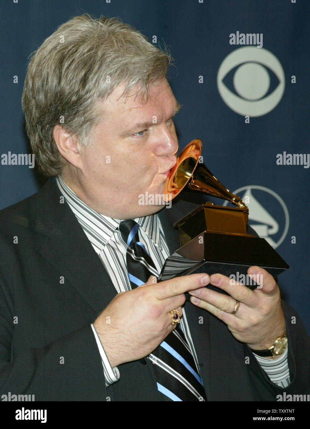 Ricky Skaggs shows off his Grammy for Best Bluegrass Album at the 47th ...