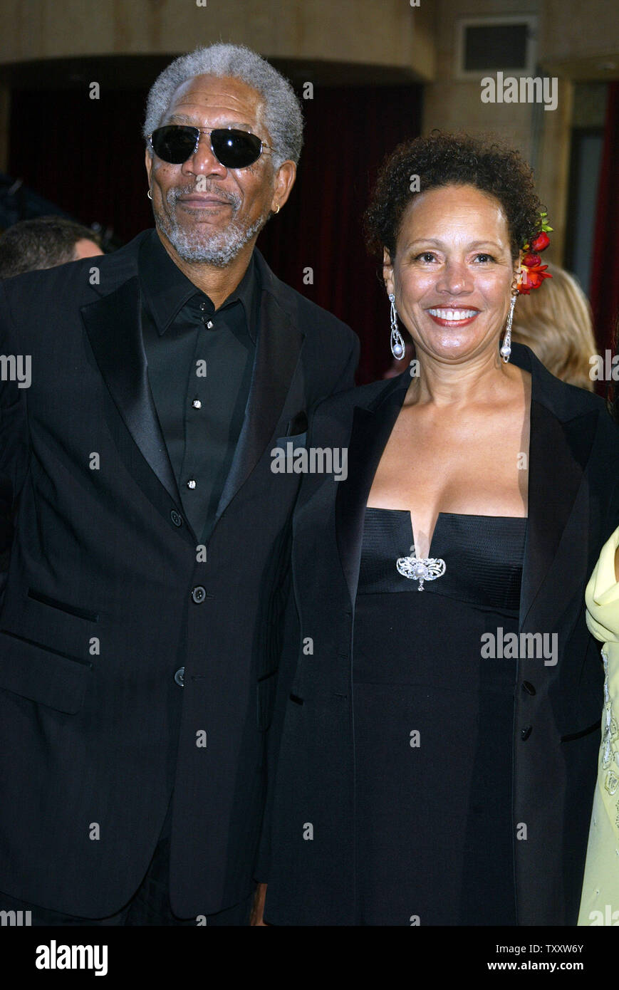 Actor Morgan Freeman arrives with his wife Myrna for the 77th Annual ...