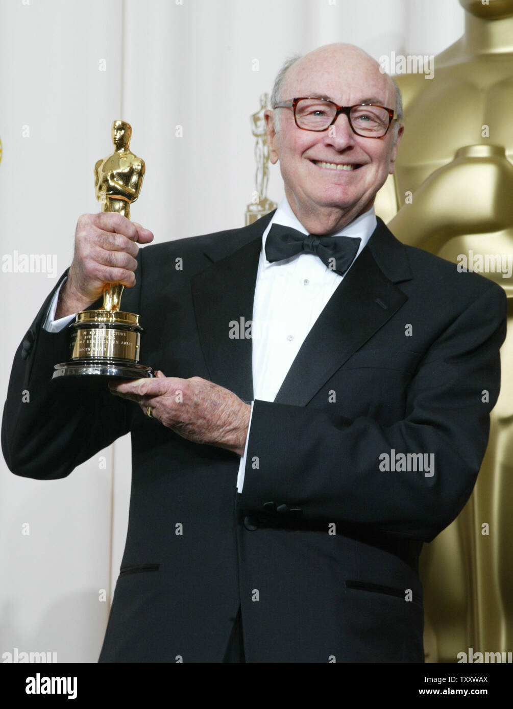 Roger Mayer shows off the Jean Hersholt Humanitarian Award at the 77th ...