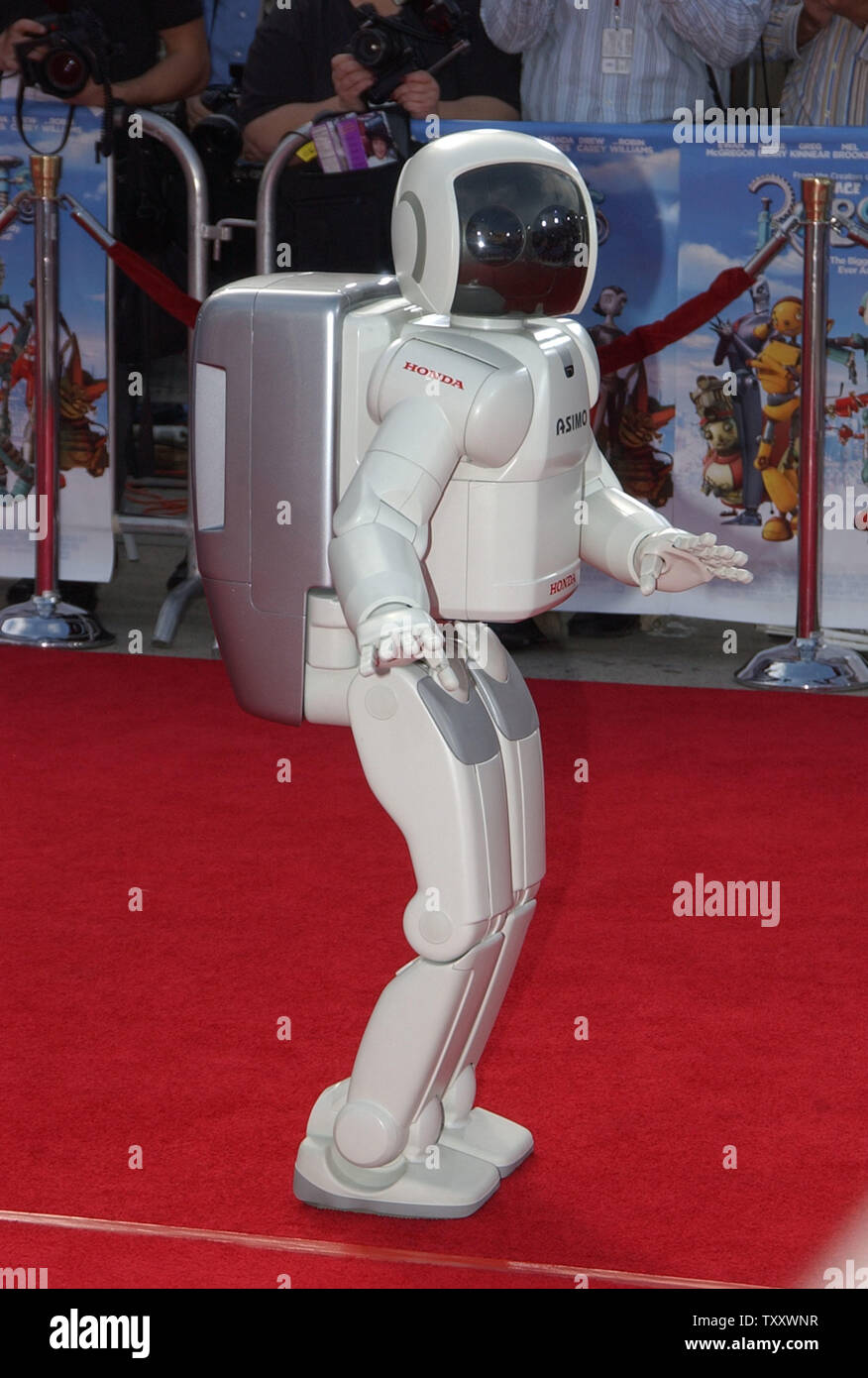 Asimo the Honda robot arrives to the world premiere of Robots on March ...