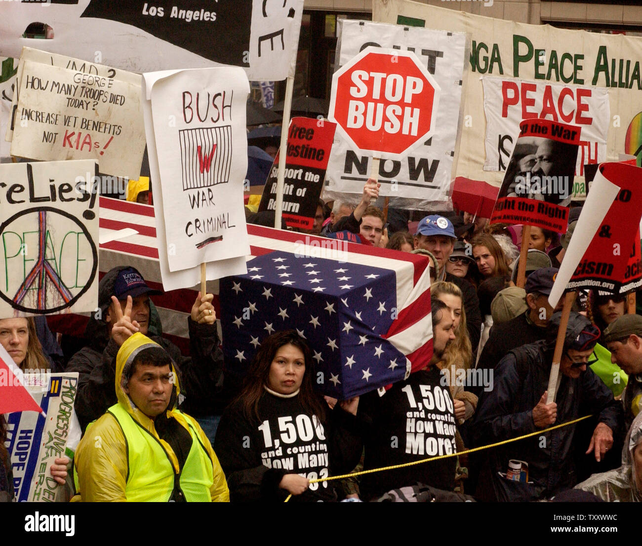 An estimated 2,000 anti-war demonstrators march in the Hollywood ...