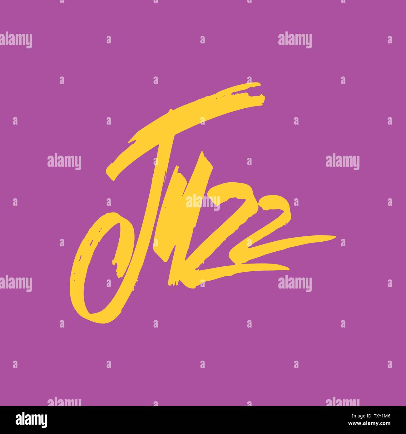 Jazz. Brush pen lettering. Vector ink inscription. Calligraphy modern ...